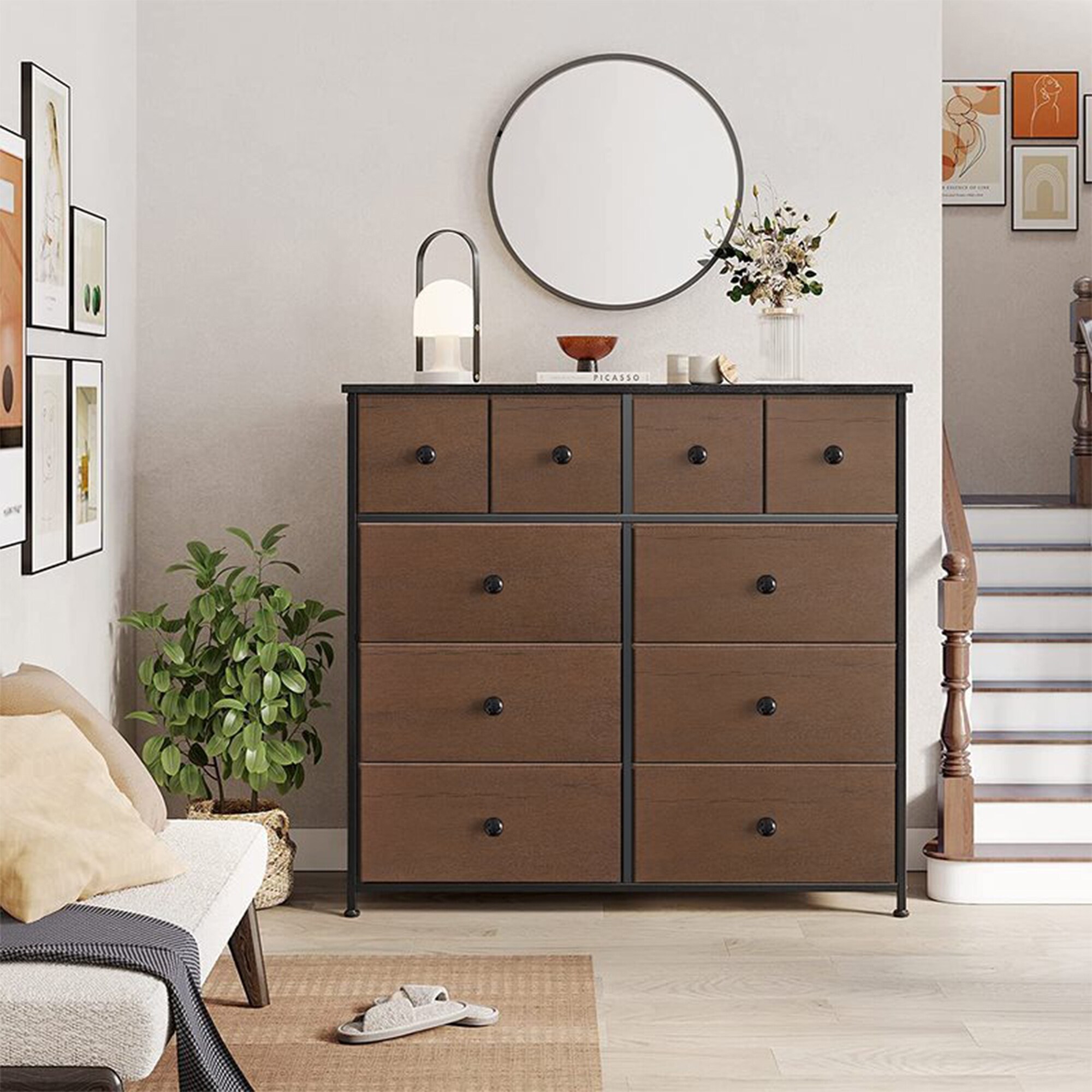 REAHOME 10 Drawer Steel Frame Bedroom Storage Organizer Chest Dresser Espresso Bed Bath Beyond 36792202