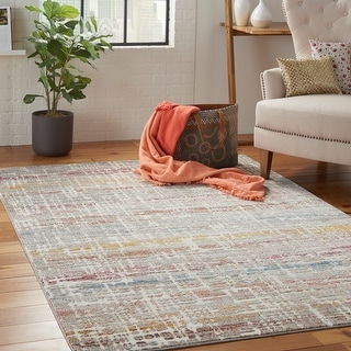 Nourison Entice Modern Abstract Textured Ivory Multicolor Area Rug ...