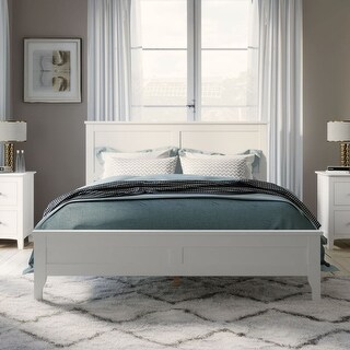 Modern White Solid Wood King Platform Bed - Bed Bath & Beyond - 38903937