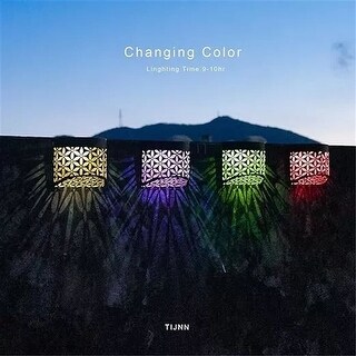 4 Pack Solar Wall Lights LED Motion Sensor Metal Hollow Outdoor ...