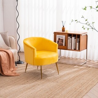 Recessed Arms Armchair Comfy Velvet Fabric Padded Seat Accent Chair ...