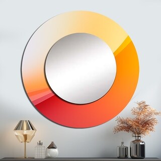 Designart "Orange Spectral Slice I" Abstract Shapes Living Room Mirror ...