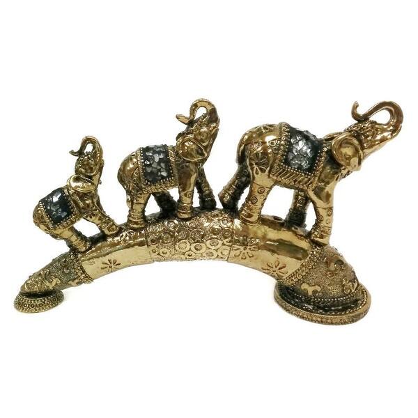 Gold Color 3 Elephants On A Tusk Figurine - Bed Bath & Beyond - 40440801