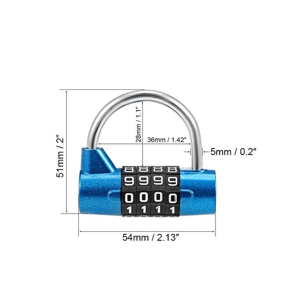 4-Digit Combination Padlock 2-inch Resettable Lock for Gate Locker Blue ...