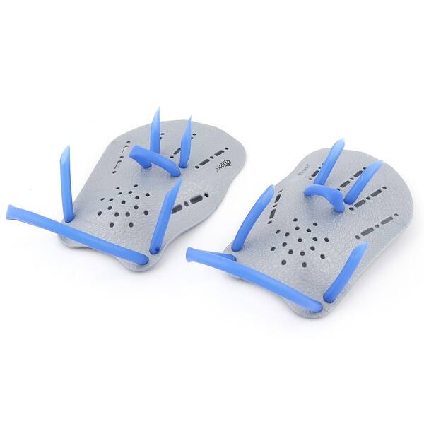 Plastic Swimming Training Hand Paddles Aid Webbed Gloves Gray Blue Pair ...