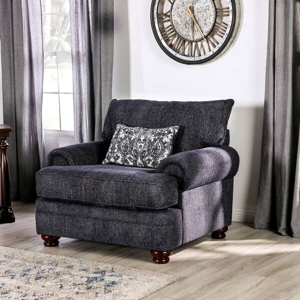 Slay Transitional Navy Blue Chenille Upholstered Accent Chair by ...
