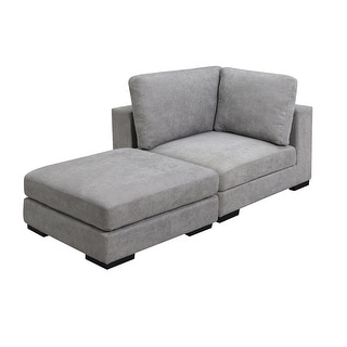 Single Corner Sofa with Ottoman Modern Linen Corner Sofa Set, Gray ...
