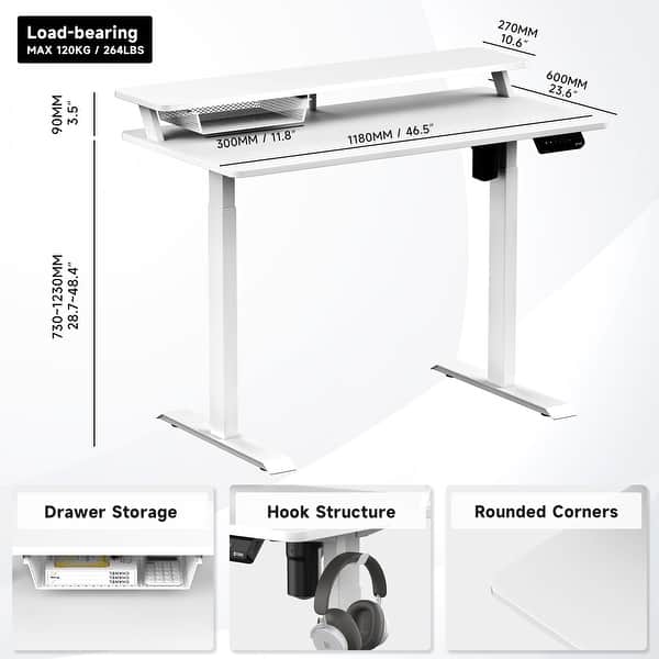 Fenge 2 Tier Electric Standing Desk Height Adjustable Stand up Desk ...