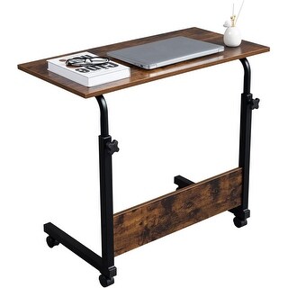 Adjustable Height Rolling Side Table with Steel Frame for Living Room ...