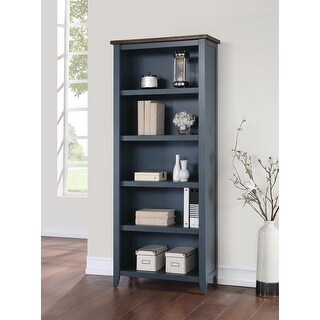 Farmhouse Open Wood Bookcase, Bookcase Shelves, Blue - 30"W x 72"H x 13 ...