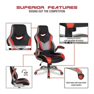 Uplink Gaming Chair in Faux Leather with Red Accents - Bed Bath ...