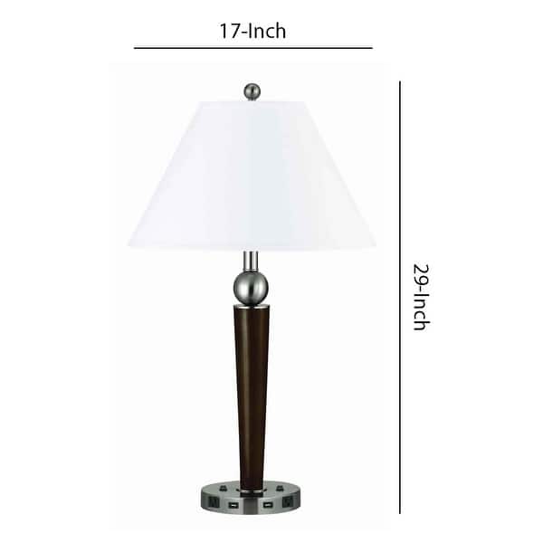 60 X 2 Watt Metal Frame Night Stand Lamp with Fabric Shade, White and ...