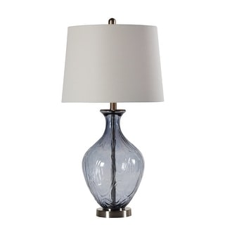 StyleCraft Adrienne Sheer Blue Table Lamp - Brussels White Shade - Bed ...