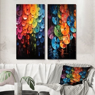 Designart "Compact Discs Shimmering Beats" Compact Discs Wall Art Set ...