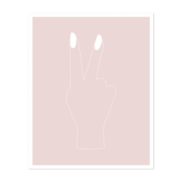 Girl Power Peace Sign Peach Line Drawings Feminine Art Print/Poster ...