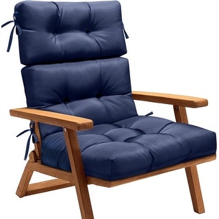 High Back Memory Foam Chair Cushion with Ties, Waterproof Outdoor Patio ...
