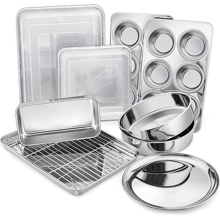 12-Piece Stainless Steel Baking Pans Set,Kitchen Bakeware Set, Include ...