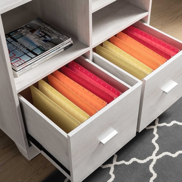 Home Office Printer Stand with Two File Cabinets and Open Shelving in ...