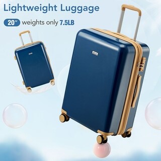 Blue Smooth Luggage Sets 3 Piece Carry On Luggages with 210D Lning and ...