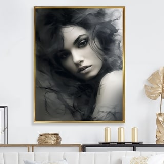 Designart "Charcoal Chronicles Woman Portrait" Fashion Woman Framed ...