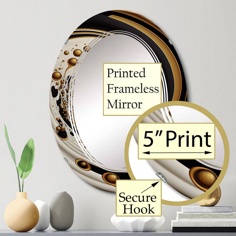 Designart 'Black, Silver And Gold Blending Swirls IV' Printed Modern ...