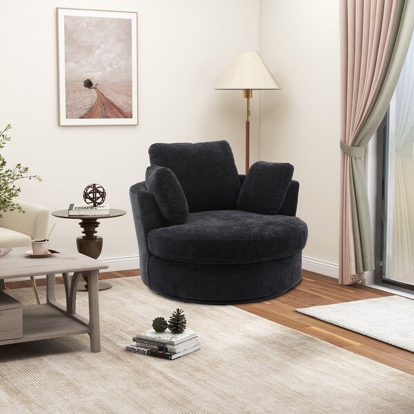 Elegant Chenille Swivel Barrel Chair with Removable Cushions Bed Bath Beyond 41152829