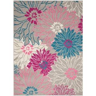 5' x 7' Gray and Pink Tropical Flower Area Rug - 3'6" - Bed Bath ...