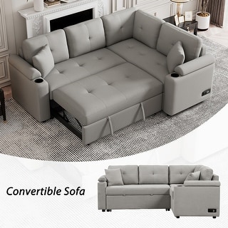 Sofa Bed with USB Ports and Cup Holders for Small Spaces - Bed Bath ...