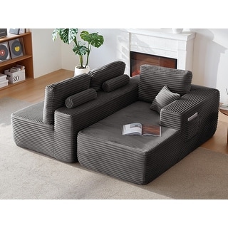 104" Cloud Sectional Sofa with L-Shape Chaise and Side Pockets, Modern ...
