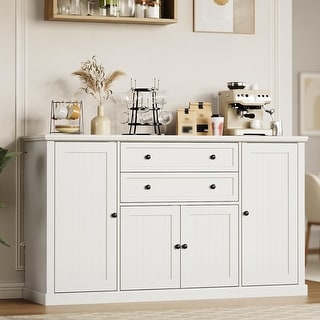 58" Sideboard Buffet Cabinet with Storage with 4 Doors & 2 Drawers ...