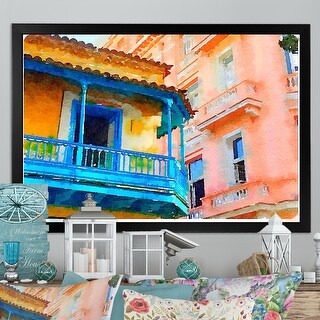 Designart "Italian Pastel Architecture" French Country Framed artwork ...