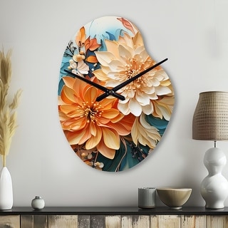 Orange Teal Botanical Whirlwind I - Abstract Botanicals Large Wall ...