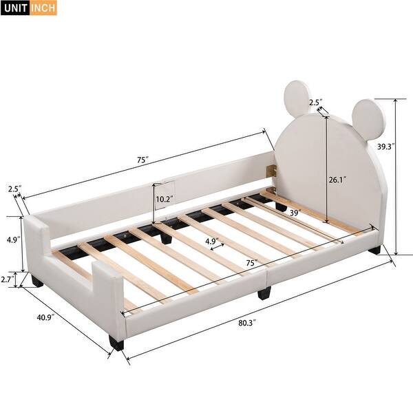 Twin Size Upholstered Daybed with Mickey Mouse Ears Headboard for Kids ...