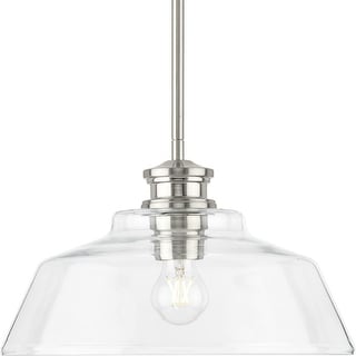 Singleton Collection 1-Light 14 in. Brushed Nickel Medium Pendant Light ...