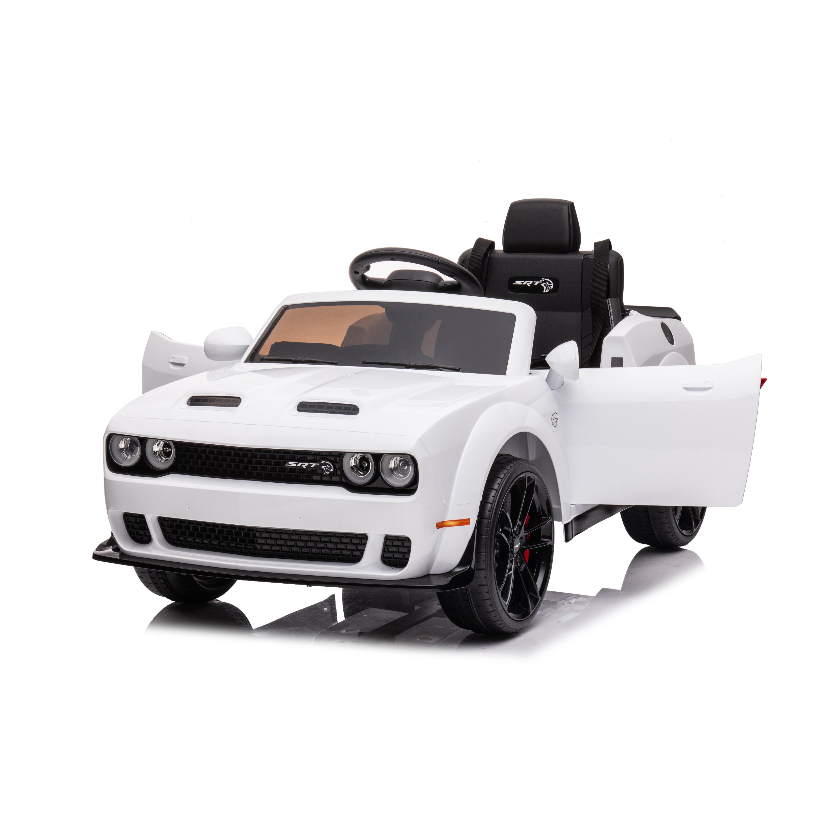 DODGE Challenger Kids Ride On Car 12V Bluetooth Remote Control LED Lights Music Adjustable Seat Belt Bed Bath Beyond 39071224