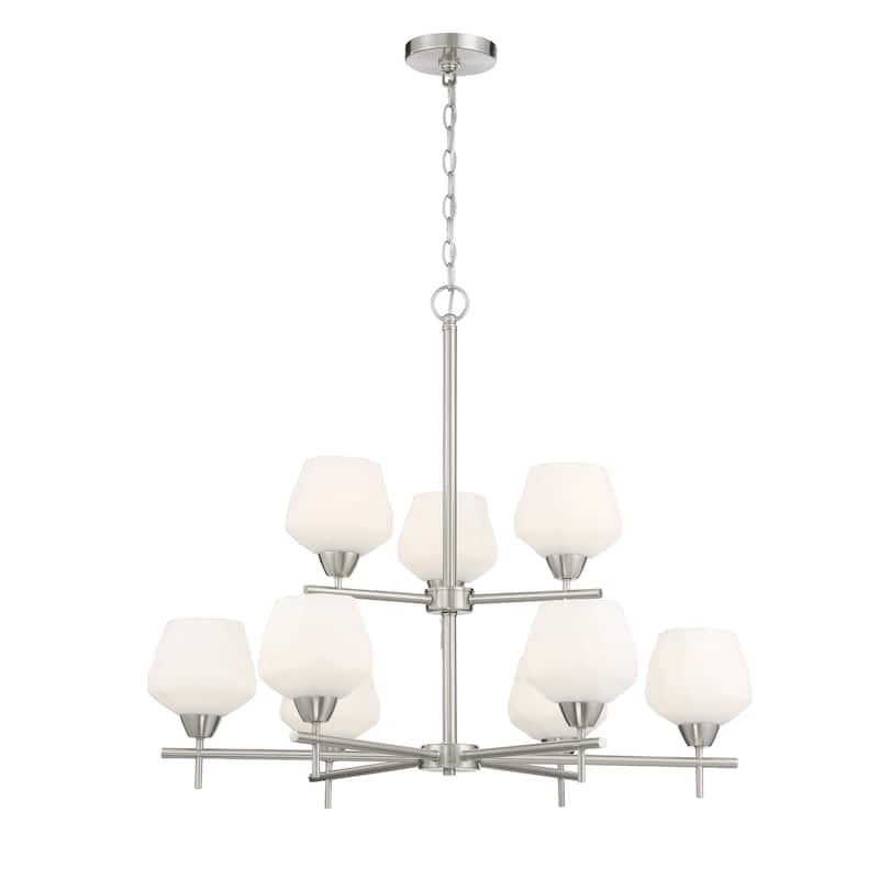 Lavery Camrin Brushed Nickel & Opal Glass 9 Light Chandelier - Bed Bath ...