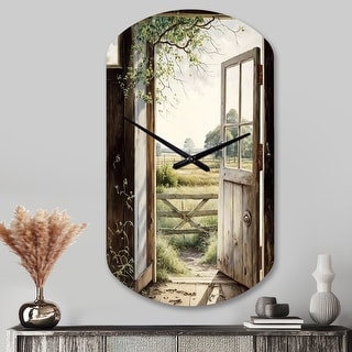 View From A Cottage Country Door II - Farm Landscape Large Wall Clocks ...