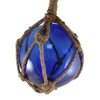 Japanese Glass Fishing Fish Net Blue Float Buoy Tiki Decor - Bed Bath ...