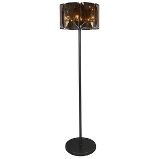 Floor Lamp in Antique Bronze Gold Finish with Amber Finished Glass - 68 ...