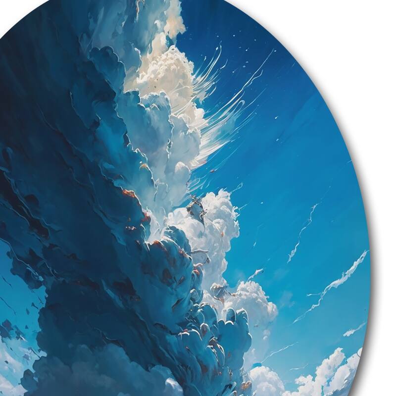Designart "Clouds In The Sky Painting" Abstract Metal Round Wall Art ...