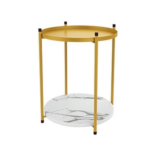 21 inch Tall Golden Iron Tray Top End Table - Bed Bath & Beyond - 36796350