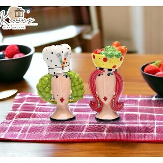 Ceramic Chef Lady Salt And Pepper Shakers Or Chef - 2pcs - Bed Bath ...