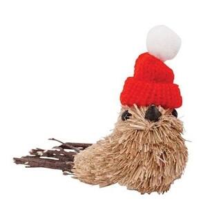Sisal Bird with Red Hat Ornament - 3” high by 5” long by 2” deep. - Bed ...