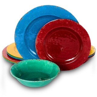 12-Piece Melamine Dinnerware Set in 4 Assorted Crackle Decal Colors ...