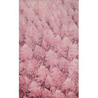 All-Over Modern Pink Abstract Indian Area Rug Hand-Knotted Wool Carpet ...