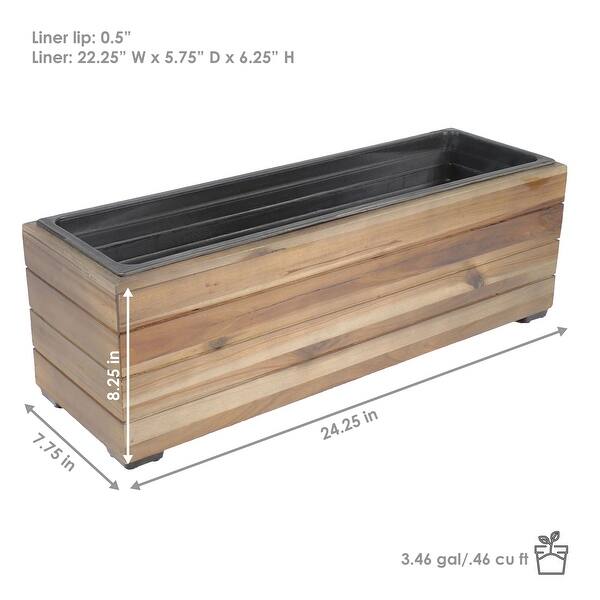 Sunnydaze Rectangular Wood Planter Box with Plastic Liner - Bed Bath ...