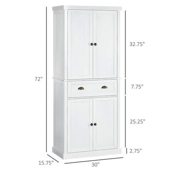 HOMCOM 72" Pinewood Large Kitchen Pantry Storage Cabinet, Freestanding ...