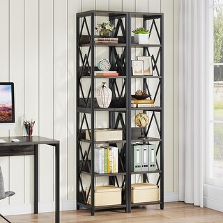 6-Tier Bookshelf, 75 In Tall Display Shelf, Modern Open Storage Rack ...