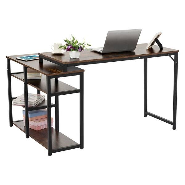 L Shaped Desk with Return L Shaped Computer Desk With Storage Shelves ...