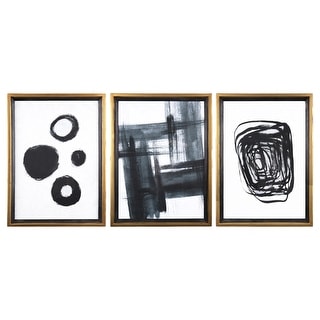 Black & White Abstract Wood Framed Wall Decor (Set of 3 Designs) - Bed ...